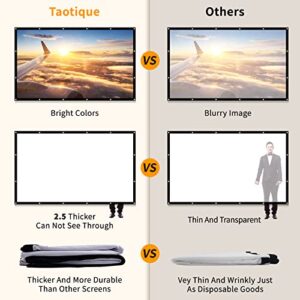 Projector Screen 120 inch, Taotique Movie Projector Screen 16:9 Foldable and Portable Anti-Crease Indoor Outdoor Projection Double Sided Video Projector Screen for Home, Party, Office, Classroom