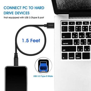 Jelly Tang USB 3.0 Cable A Male to B Male 3Ft,Superspeed USB 3.0 A-B/A Male to B Male Cable - for Scanner, Printers, Desktop External Hard Drivers and More(3Ft/1M)