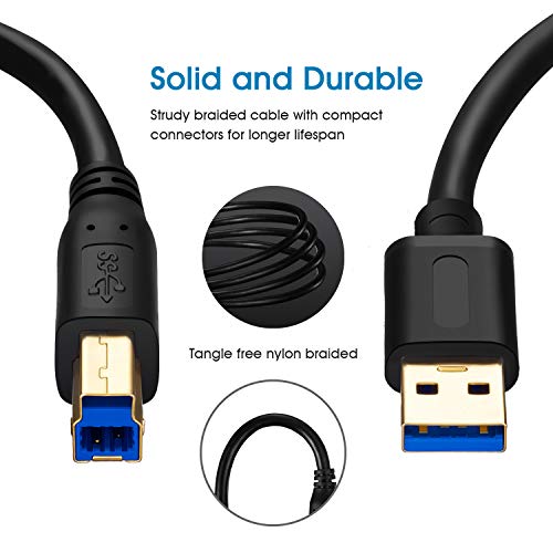 Jelly Tang USB 3.0 Cable A Male to B Male 3Ft,Superspeed USB 3.0 A-B/A Male to B Male Cable - for Scanner, Printers, Desktop External Hard Drivers and More(3Ft/1M)