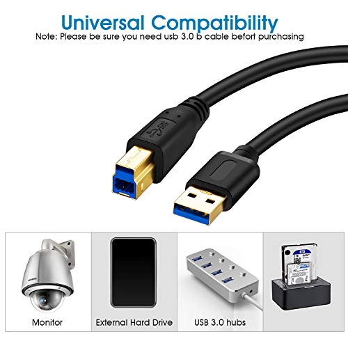 Jelly Tang USB 3.0 Cable A Male to B Male 3Ft,Superspeed USB 3.0 A-B/A Male to B Male Cable - for Scanner, Printers, Desktop External Hard Drivers and More(3Ft/1M)