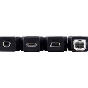 GE Universal USB 2.0 Adapter Kit, 6ft. A Male to A Female Extension Cable, 4 Adapters Included: A Male to B Male, A Male to Mini B (4 Pin), A Male to Mini B (5 Pin), A Male to Micro USB, 33758