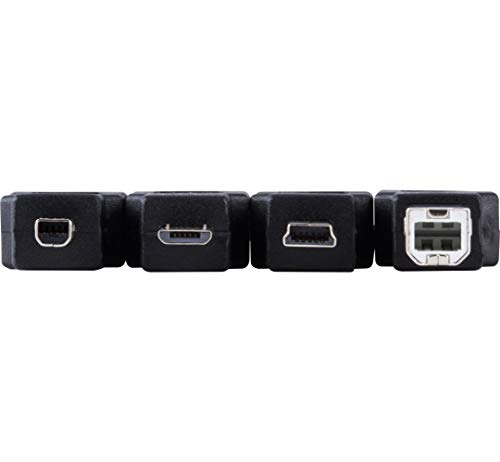 GE Universal USB 2.0 Adapter Kit, 6ft. A Male to A Female Extension Cable, 4 Adapters Included: A Male to B Male, A Male to Mini B (4 Pin), A Male to Mini B (5 Pin), A Male to Micro USB, 33758