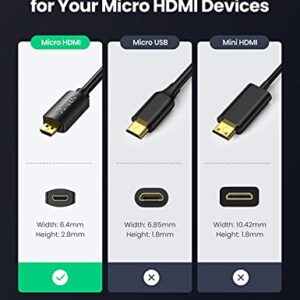 UGREEN 4K Micro HDMI to HDMI Adapter Male to Female Cable HDMI 2.0 4K@60Hz HDR 3D Dolby 18Gbps High Speed Compatible with GoPro Hero 7 6 Raspberry Pi 4 Sony A6000 Camera Retroid Pocket 2+