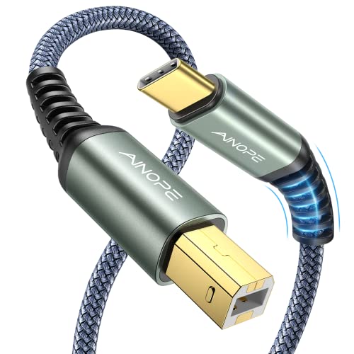 AINOPE USB C Printer Cable 6.6 FT USB B to USB C Printer Cable [2022 Upgrade] 2.0 High-Speed Premium Nylon Printer Cord for MacBook Pro/Air, USB C MIDI Cable for Casio Digital Piano MIDI Controller