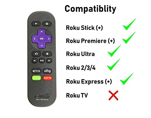 Amaz247 Wi-Fi Remote for Roku Streaming Stick (3500r, 3500rw, 3600, 3800, 3810), Roku 3 (4200r), Roku 2 (2720r),Roku Ultra, Roku Premiere, Roku Express (3900X), Roku Express+