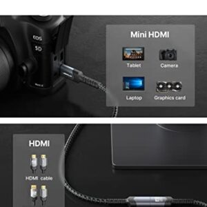 Mini HDMI to HDMI Adapter, JSAUX Mini HDMI Male to HDMI Female Cable with 4K 60Hz HDR 3D 18Gbps Dolby, Compatible For DSLR,Camcorder,Graphics Card,Raspberry Pi Zero W,Laptop,Tablet,HDTV,Projector,Grey