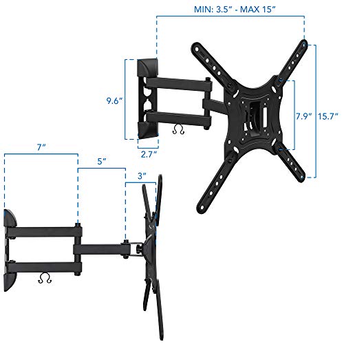 Mount-It! Full Motion TV Wall Mount Monitor Wall Bracket with Swivel and Articulating Tilt Arm, Fits 26 32 35 37 40 42 47 50 55 Inch LCD LED OLED Flat Screens up to 66 lbs and VESA 400x400