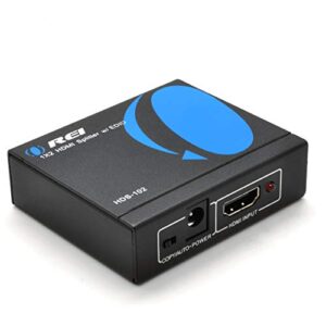 4K 1 in 2 Out HDMI Splitter by OREI - Ultra HD 4K @ 30 Hz 1x2 V. 1.4 HDCP, Power HDMI Supports 3D Full HD 1080P for Xbox, PS4 PS3 Fire Stick Blu Ray Apple TV HDTV - Adapter Included