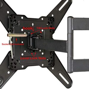 VideoSecu ML531BE2 TV Wall Mount kit with Free Magnetic Stud Finder and HDMI Cable for Most 26-55 TV and New LED UHD TV up to 60 inch 400x400 Full Motion with 20 inch Articulating Arm WT8