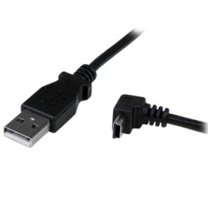 StarTech.com 1m Mini USB Cable Cord - A to Up Angle Mini B - Up Angled Mini USB Cable - 1x USB A (M), 1x USB Mini B (M) - Black (USBAMB1MU)