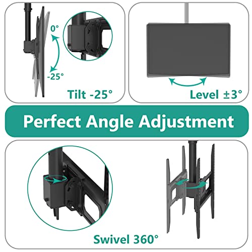 WALI Ceiling TV Mount, Full Motion Adjustable TV Mount Bracket Fits Most LED, LCD, OLED 4K TVs 26 to 65 inch, up to 99lbs, VESA 400x400mm (CM2665-P), Black