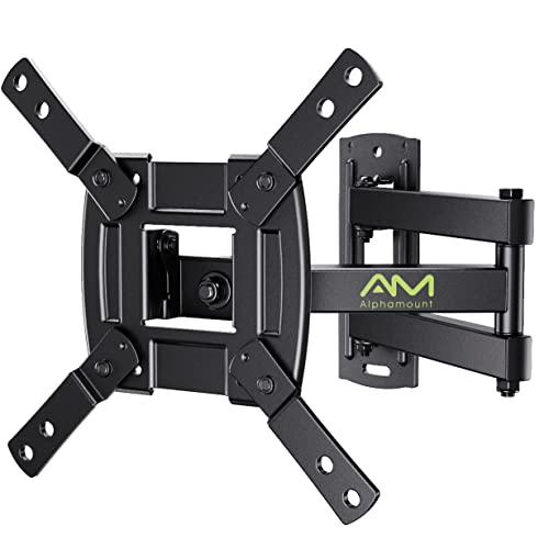 AM alphamount TV Wall Mount Bracket Full Motion for Most 13-39 inch TVs Monitors with 360° Rotation Articulating Swivel Extension Arms and Tilt, Hold TV up to 44lbs Max VESA 200x200mm