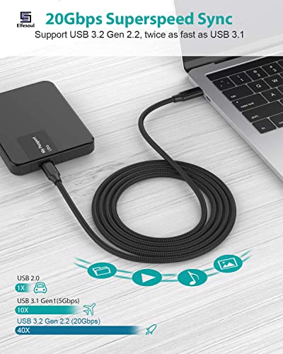 USB C to USB C Cable, 3.2 Gen 2 USB-C Cable 10ft - 4K UHD 20Gbps USB C Cable 100W PD Fast Charging Cable for Thunderbolt 3, Oculus Quest, MacBook Pro, iPad Pro, Galaxy S20, Nylon Braided, Black.