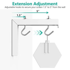 WALI Universal Projector Screen Ceiling Mount, Wall Hanging Mount L-Brackets, 6 inch Adjustable Extension with Hook Kit, Perfect Projector Screen Placement Hold up to 66 lbs (PSM001-W), White