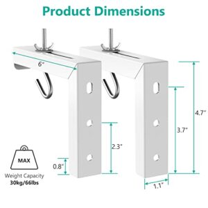 WALI Universal Projector Screen Ceiling Mount, Wall Hanging Mount L-Brackets, 6 inch Adjustable Extension with Hook Kit, Perfect Projector Screen Placement Hold up to 66 lbs (PSM001-W), White