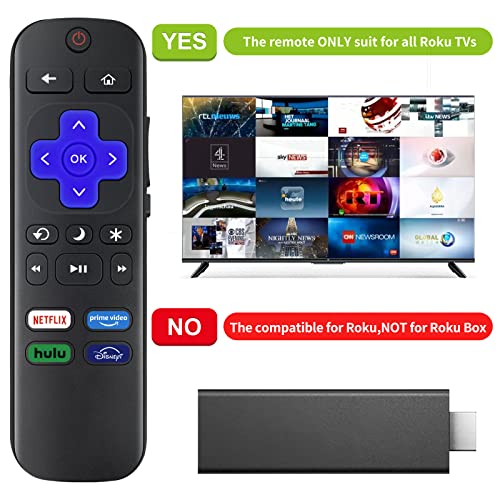 (Pack of 2) Remote Control Replaced for Roku TV,Compatible for TCL Roku/Hisense Roku/Sharp Roku/Onn Roku/Insignia Roku ect,with Netflix Disney+/Hulu/Prime Video Buttons【Not for Roku Stick and Box】