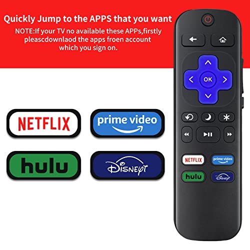 (Pack of 2) Remote Control Replaced for Roku TV,Compatible for TCL Roku/Hisense Roku/Sharp Roku/Onn Roku/Insignia Roku ect,with Netflix Disney+/Hulu/Prime Video Buttons【Not for Roku Stick and Box】