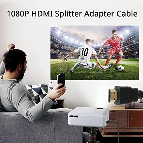 HDMI Cable Splitter 1 in 2 Out HDMI Adapter Cable HDMI Male to Dual HDMI Female 1 to 2 Way, Support Two TVs at The Same Time, Signal One In Two Out