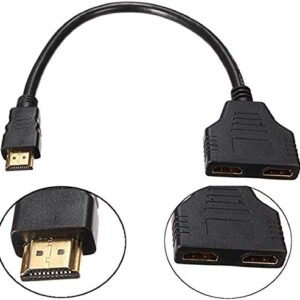 HDMI Cable Splitter 1 in 2 Out HDMI Adapter Cable HDMI Male to Dual HDMI Female 1 to 2 Way, Support Two TVs at The Same Time, Signal One In Two Out