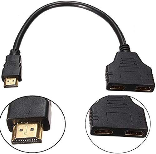 HDMI Cable Splitter 1 in 2 Out HDMI Adapter Cable HDMI Male to Dual HDMI Female 1 to 2 Way, Support Two TVs at The Same Time, Signal One In Two Out