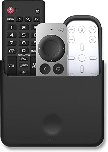 elago Universal Remote Holder Mount Compatible with Apple TV Remote and All Other Remote Controls - Adhesive Tape or Screw Mounting Options, Available Wired Charging [Large] [Black]