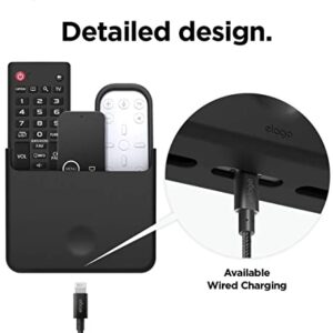 elago Universal Remote Holder Mount Compatible with Apple TV Remote and All Other Remote Controls - Adhesive Tape or Screw Mounting Options, Available Wired Charging [Large] [Black]