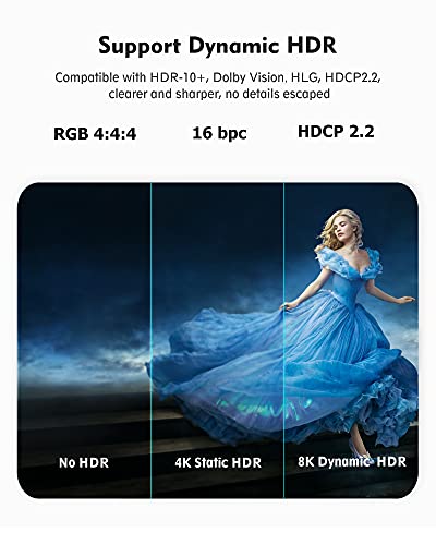 8K HDMI ARC/eARC Cable 2.1 for Soundbar 6ft, Silkland 8K@60Hz, 4K@120Hz High Speed HDMI Cord for Gaming, 48Gbps, HDR10, HDCP 2.2&2.3 Compatible for Vizio Samsung Bose Sound bar, UHD TV, Blu-ray