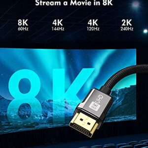 8K HDMI ARC/eARC Cable 2.1 for Soundbar 6ft, Silkland 8K@60Hz, 4K@120Hz High Speed HDMI Cord for Gaming, 48Gbps, HDR10, HDCP 2.2&2.3 Compatible for Vizio Samsung Bose Sound bar, UHD TV, Blu-ray