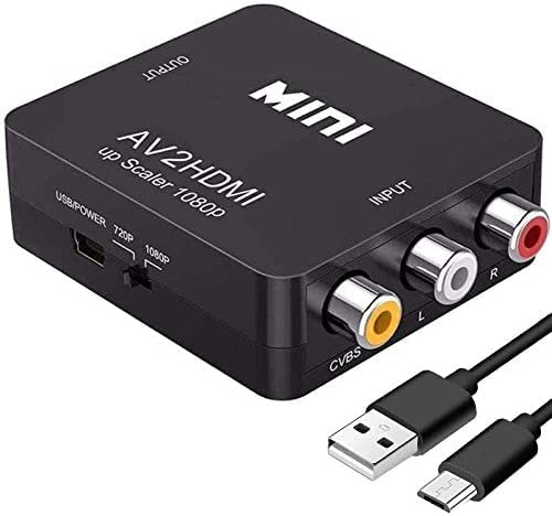 RCA to HDMI Converter, AV to HDMI,YUANLY 1080P RCA Composite CVBS AV to HDMI Video Audio Converter Adapter Supporting PAL/NTSC for PC Laptop Xbox PS4 PS3 TV STB VHS VCR Camera DVD