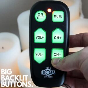 Universal Big Button TV Remote - DT-R08B EasyMote | Backlit, Easy Use, Smart, Learning Television & Cable Box Controller, Perfect for Assisted Living Elderly Care. Black TV Remote Control