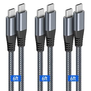 usb c to usb c cable 6ft 60w, 3pack usb c cable, pd type c charging cable fast charging compatible with macbook pro 2020, ipad pro, ipad air 4, galaxy s20, switch, pixel, lg and other usb c charger