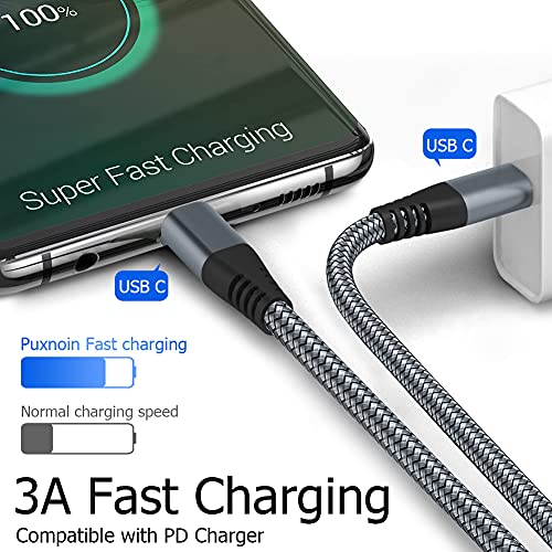 USB C to USB C Cable 6ft 60w, 3Pack USB C Cable, PD Type C Charging Cable Fast Charging Compatible with MacBook Pro 2020, iPad Pro, iPad Air 4, Galaxy S20, Switch, Pixel, LG and Other USB C Charger