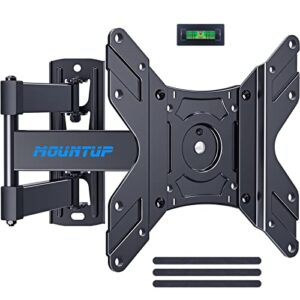 mountup ul listed tv monitor wall mount swivel and tilt for most 14-42 inch led lcd flat curved tvs, full motion tv wall mount tv bracket with articulating arm, max vesa 200x200mm up to 33lbs, mu0029