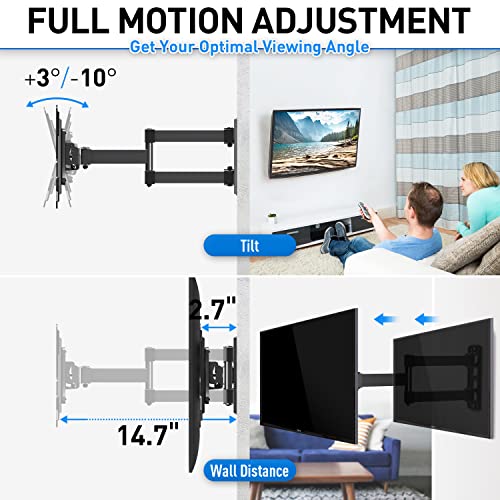 MOUNTUP UL Listed TV Monitor Wall Mount Swivel and Tilt for Most 14-42 Inch LED LCD Flat Curved TVs, Full Motion TV Wall Mount TV Bracket with Articulating Arm, Max VESA 200x200mm up to 33lbs, MU0029