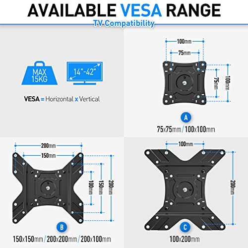 MOUNTUP UL Listed TV Monitor Wall Mount Swivel and Tilt for Most 14-42 Inch LED LCD Flat Curved TVs, Full Motion TV Wall Mount TV Bracket with Articulating Arm, Max VESA 200x200mm up to 33lbs, MU0029