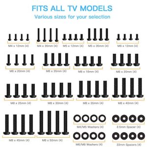 PERLESMITH Universal TV Mounting Hardware Kit Fits Most TVs, Includes M4, M5, M6 and M8 TV Screws, Washers and Spacers for TV and Monitor Mounting up to 80 inches, PSUHP