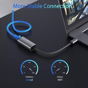 USB C to Ethernet Adapter, WALNEW USB Type C to RJ45 Gigabit Ethernet Adapter Cable Converter, Thunderbolt 3 to RJ45 LAN Network Adapter for MacBook Pro/Air, iPad Pro, Dell XPS, Galaxy S20 S10 S9