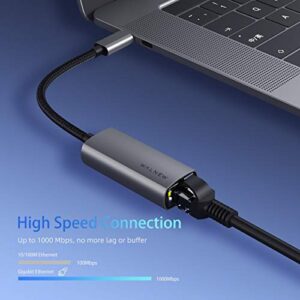 USB C to Ethernet Adapter, WALNEW USB Type C to RJ45 Gigabit Ethernet Adapter Cable Converter, Thunderbolt 3 to RJ45 LAN Network Adapter for MacBook Pro/Air, iPad Pro, Dell XPS, Galaxy S20 S10 S9