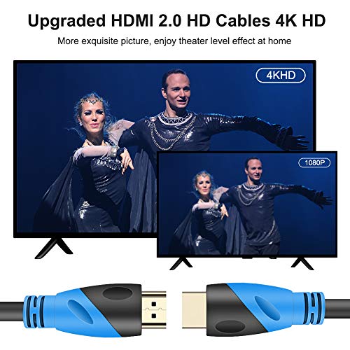 Rommisie 4K HDMI Cable 50FT (HDMI 2.0,18Gbps) Ultra High Speed Gold Plated Connectors,Ethernet Audio Return,Video 4K,FullHD1080p 3D Compatible with Xbox Playstation Arc PS3 PS4 PS9 PC HDTV