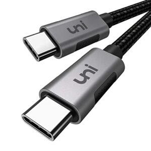 USB C to USB C Cable 15ft, uni Long USB Type C 100W Fast Charging Nylon Braided Cable (5A 20V) Compatible with iPad Pro 2019/2018, MacBook Pro 2020/2019/2018, Dell XPS 13/15, Surface Book 2 and More