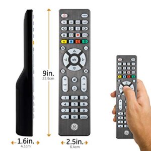 GE Backlit Universal Remote Control for Samsung, Vizio, LG, Sony, Sharp, Roku, Apple TV, TCL, Panasonic, Smart TV, Streaming Players, Blu-Ray, DVD, Simple Setup, 4-Device, Graphite, 48848