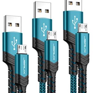 Micro USB Charger Cable, JSAUX (3-Pack 3.3ft+6.6ft+10ft) Android Charger Micro USB to USB A Nylon Braided Cord Compatible with Samsung Galaxy S6 S7 Edge Note 5, Kindle and More-Green