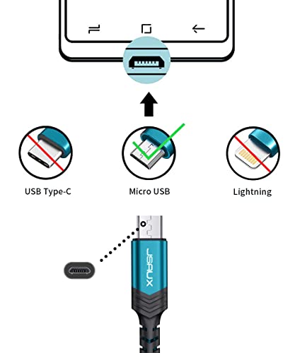 Micro USB Charger Cable, JSAUX (3-Pack 3.3ft+6.6ft+10ft) Android Charger Micro USB to USB A Nylon Braided Cord Compatible with Samsung Galaxy S6 S7 Edge Note 5, Kindle and More-Green