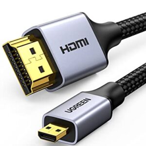 UGREEN 4K Micro HDMI to HDMI Cable 6.6FT, Aluminum Shell Braided High Speed 18Gbps,4K 60Hz HDR 3D ARC Compatible with GoPro Hero 7 6 5 Raspberry Pi 4 Sony A6000 A6300 Camera Nikon B500 Yoga 3 Pro