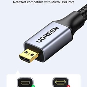 UGREEN 4K Micro HDMI to HDMI Cable 6.6FT, Aluminum Shell Braided High Speed 18Gbps,4K 60Hz HDR 3D ARC Compatible with GoPro Hero 7 6 5 Raspberry Pi 4 Sony A6000 A6300 Camera Nikon B500 Yoga 3 Pro