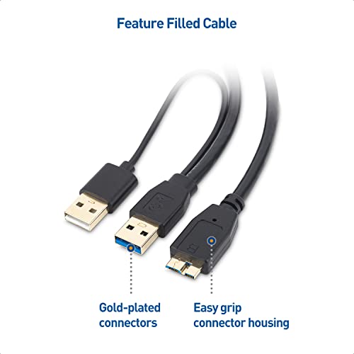 Cable Matters Micro USB 3.0 to USB Splitter Cable (USB Y-Cable, USB Y Cable) 20 Inches