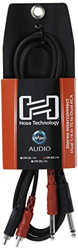 Hosa CPR-202 Dual 1/4" TS to Dual RCA Stereo Interconnect Cable, 2 Meters