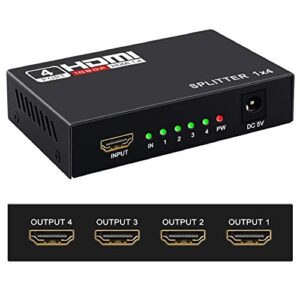 hdmi splitter 1 in 4 out -4k hdmi splitter 1×4 ports v1.4 powered 4k/2k full ultra hd 1080p us adapter 3d support