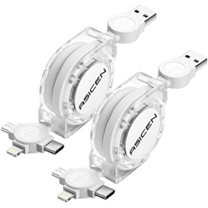 multi fast charging cable 2pack retractable charger cable 3.3ft 3-in-1 usb charge cord with lightning/type c/micro usb ports for iphone/samsung galaxy/huawei/lg/oneplus/google/nokia