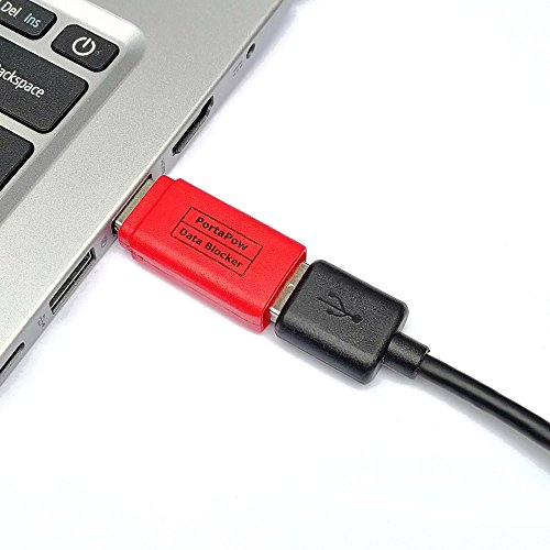 PortaPow USB Data Blocker (Red 2 Pack) - Protect Against Juice Jacking